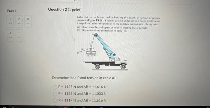 Solved Cable ti on the boom truck is bousing the 11,100 N | Chegg.com