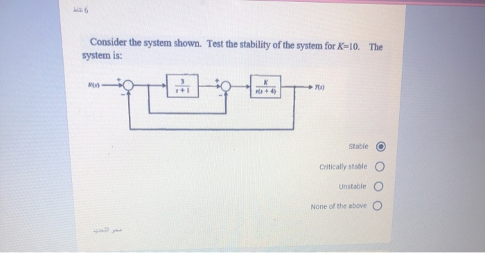 Solved نقاط 6 Consider the system shown. Test the stability | Chegg.com