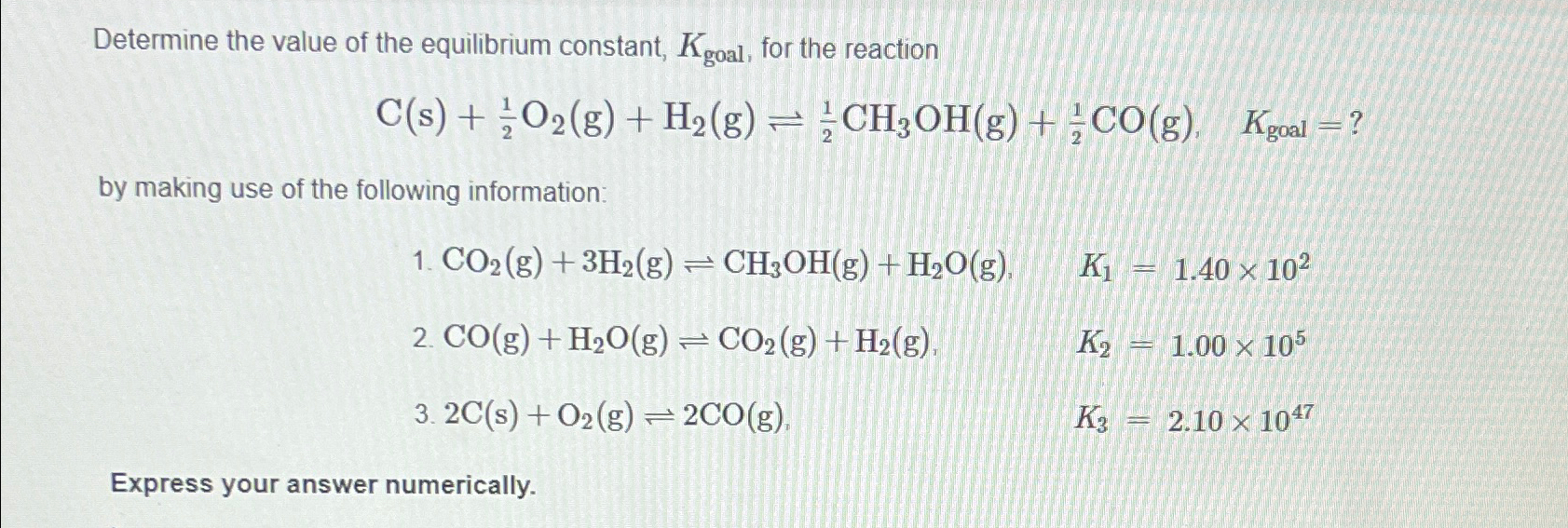 Solved Determine the value of the equilibrium constant, | Chegg.com