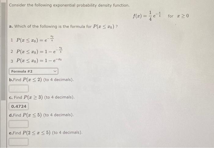 Solved Consider the following exponential probability | Chegg.com