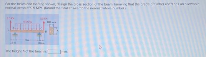 Solved For the beam and loading shown, design the cross | Chegg.com