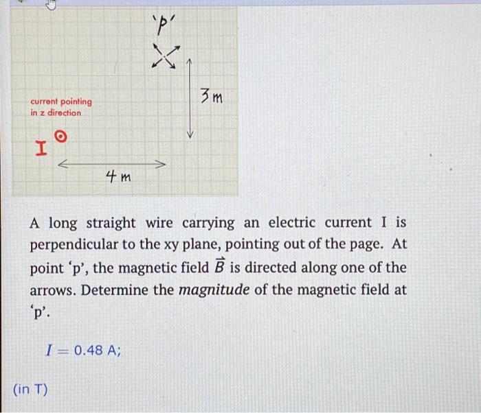 Solved A long straight wire carrying an electric current I | Chegg.com