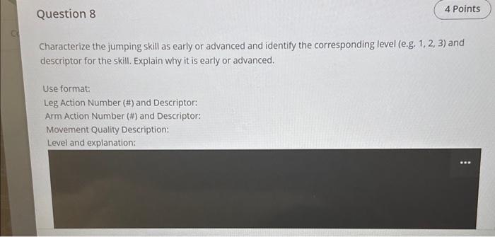 Solved characterize the jumping skill as advanced. Idenitfy | Chegg.com
