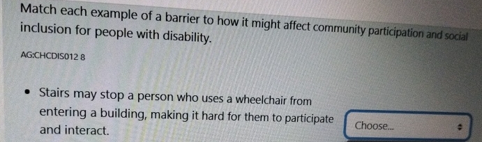 Solved Match each example of a barrier to how it might | Chegg.com