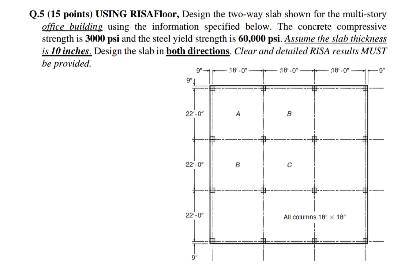 Solved Q. 5 (15 ﻿points) ﻿USING RISAFloor, Design the | Chegg.com