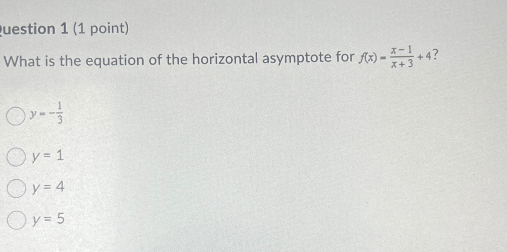 Solved uestion 1 (1 ﻿point)What is the equation of the | Chegg.com