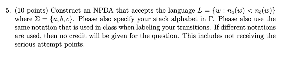 Solved Construct An Npda That Accepts The Language L {w