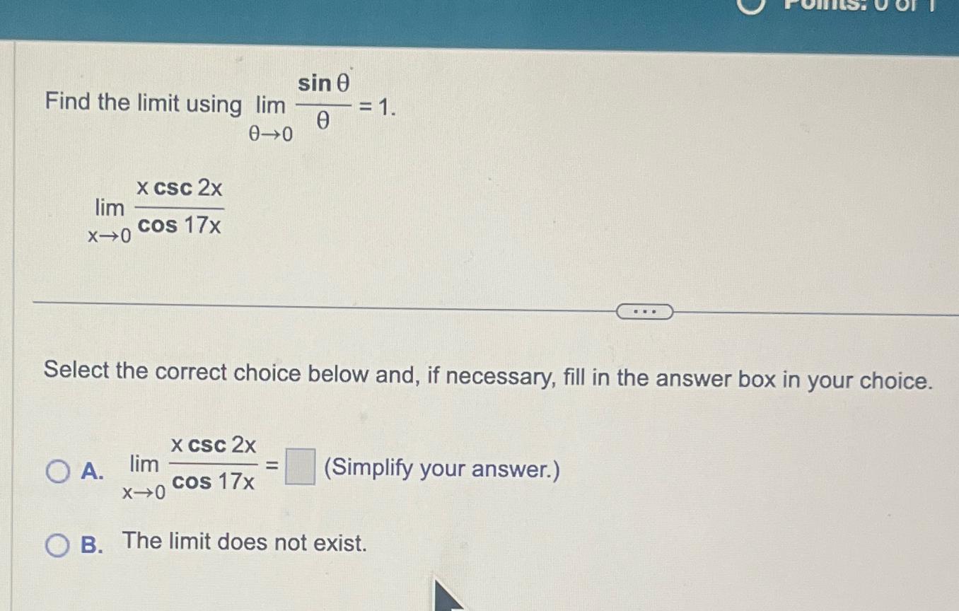 Solved Find the limit using | Chegg.com