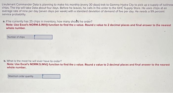 Solved Lieutenant Commander Data is planning to make his | Chegg.com