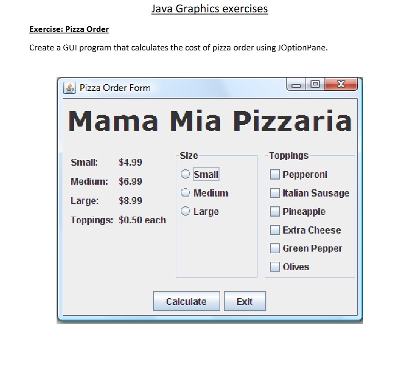 Solved by an EXPERT In java Create a GUI Program that calculates the ...
