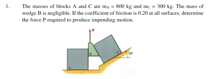 Solved The masses of blocks A and C ﻿are mA=800kg ﻿and | Chegg.com