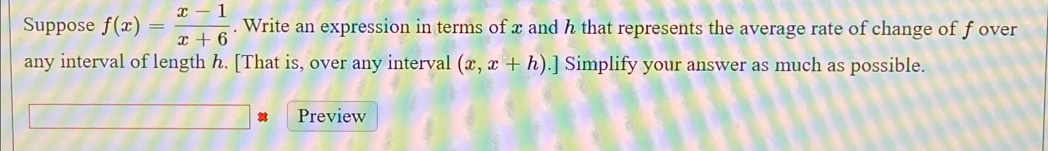 Solved Suppose f(x)=x-1x+6. ﻿Write an expression in terms of | Chegg.com