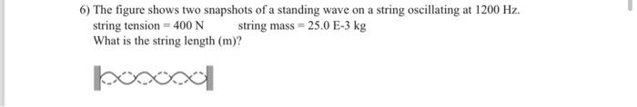 Solved 6) The figure shows two snapshots of a standing wave | Chegg.com