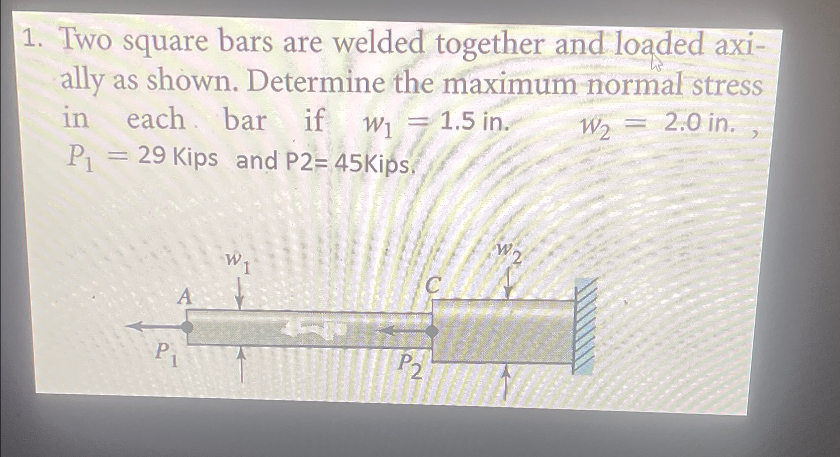 Solved Two square bars are welded together and loaded | Chegg.com