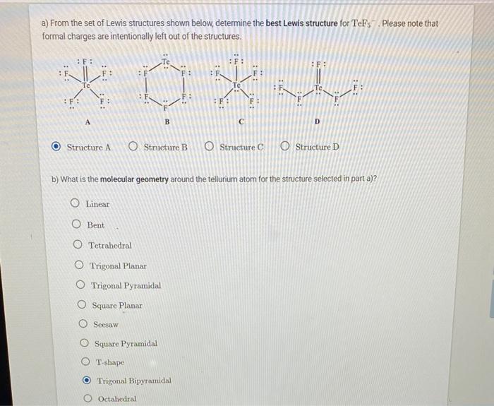 Solved a) From the set of Lewis structures shown below, | Chegg.com