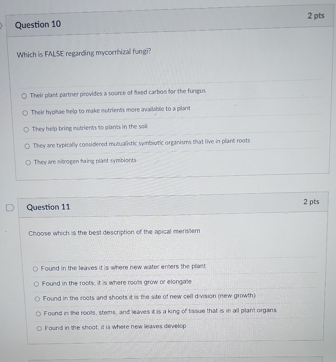 Solved Which is FALSE regarding mycorrhizal fungi? Their | Chegg.com