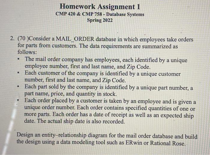 Solved Homework Assignment 1 CMP 420 & CMP 758 - Database | Chegg.com