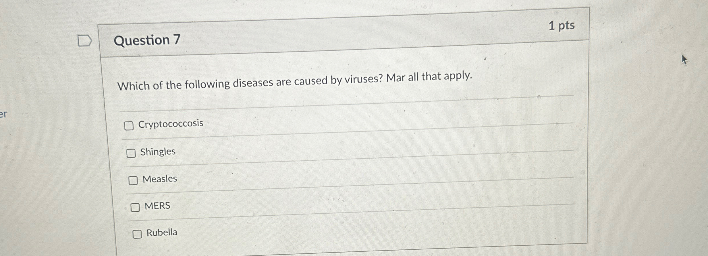 Solved Question 71 ﻿ptsWhich of the following diseases are | Chegg.com