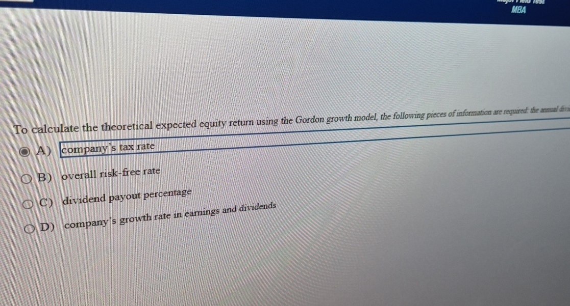 Solved To calculate the theoretical expected equity retum | Chegg.com
