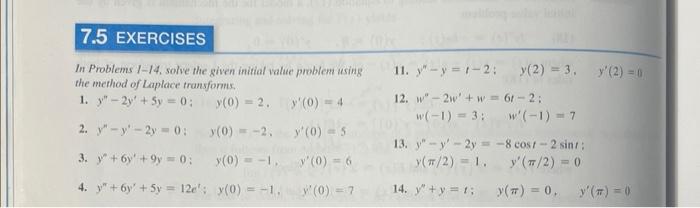 Solved In Problems 1-14, solve the given initial value | Chegg.com