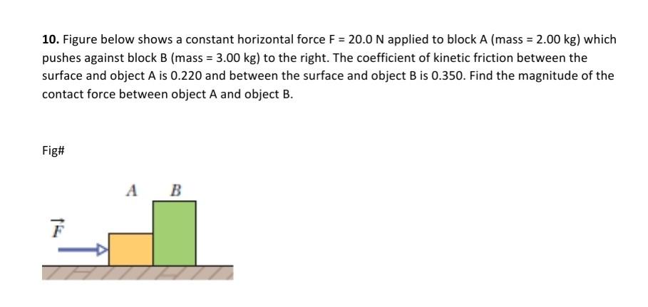 Solved 10. Figure below shows a constant horizontal force F | Chegg.com
