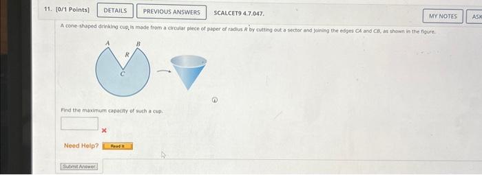 Solved A cone-shaped drinking cup, is made from a circulat | Chegg.com