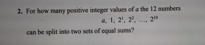 Solved 2. For how many positive integer values of a the 12 | Chegg.com