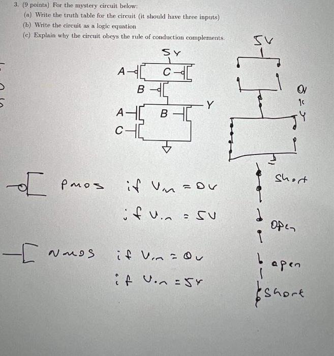 Solved 3. ( 9 points) For the mystery circuit below: (a) | Chegg.com