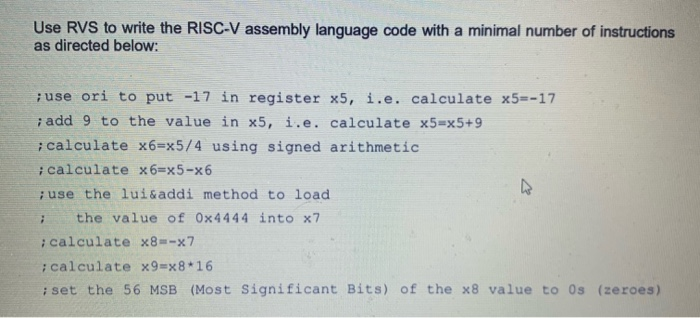 Use RVS to write the RISC-V assembly language code | Chegg.com
