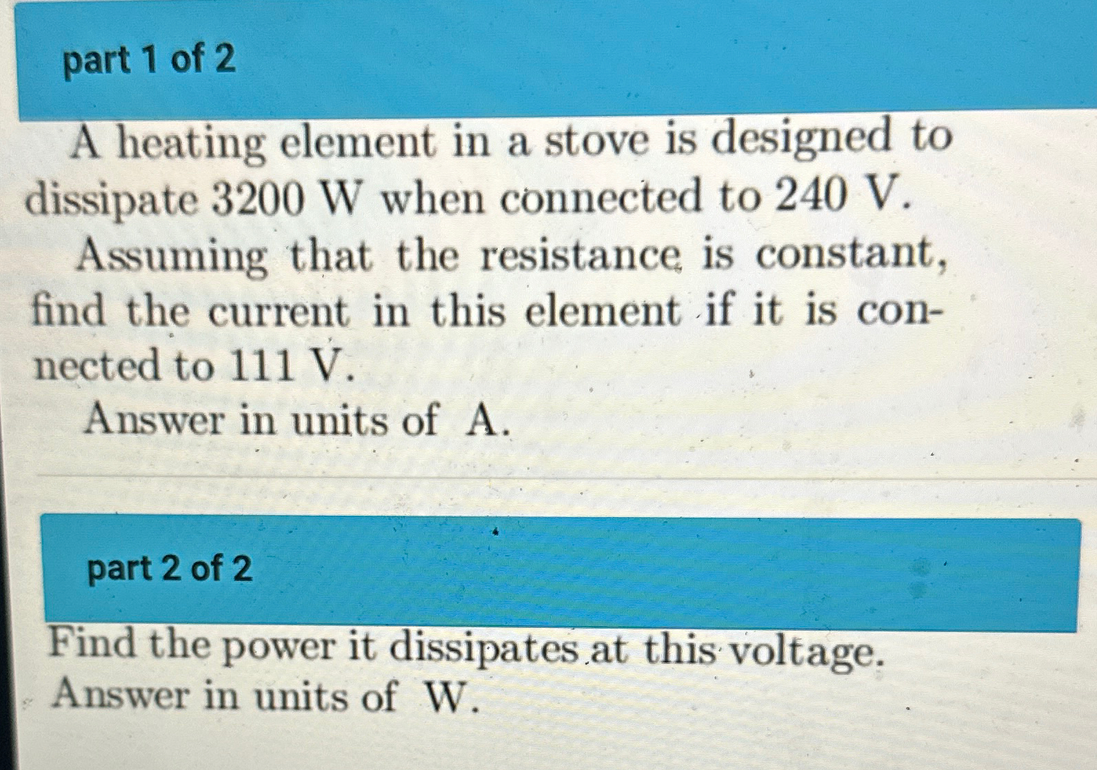 Solved part 1 ﻿of 2A heating element in a stove is designed | Chegg.com
