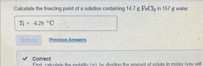 Solved Calculate the freezing point of a solution containing | Chegg.com