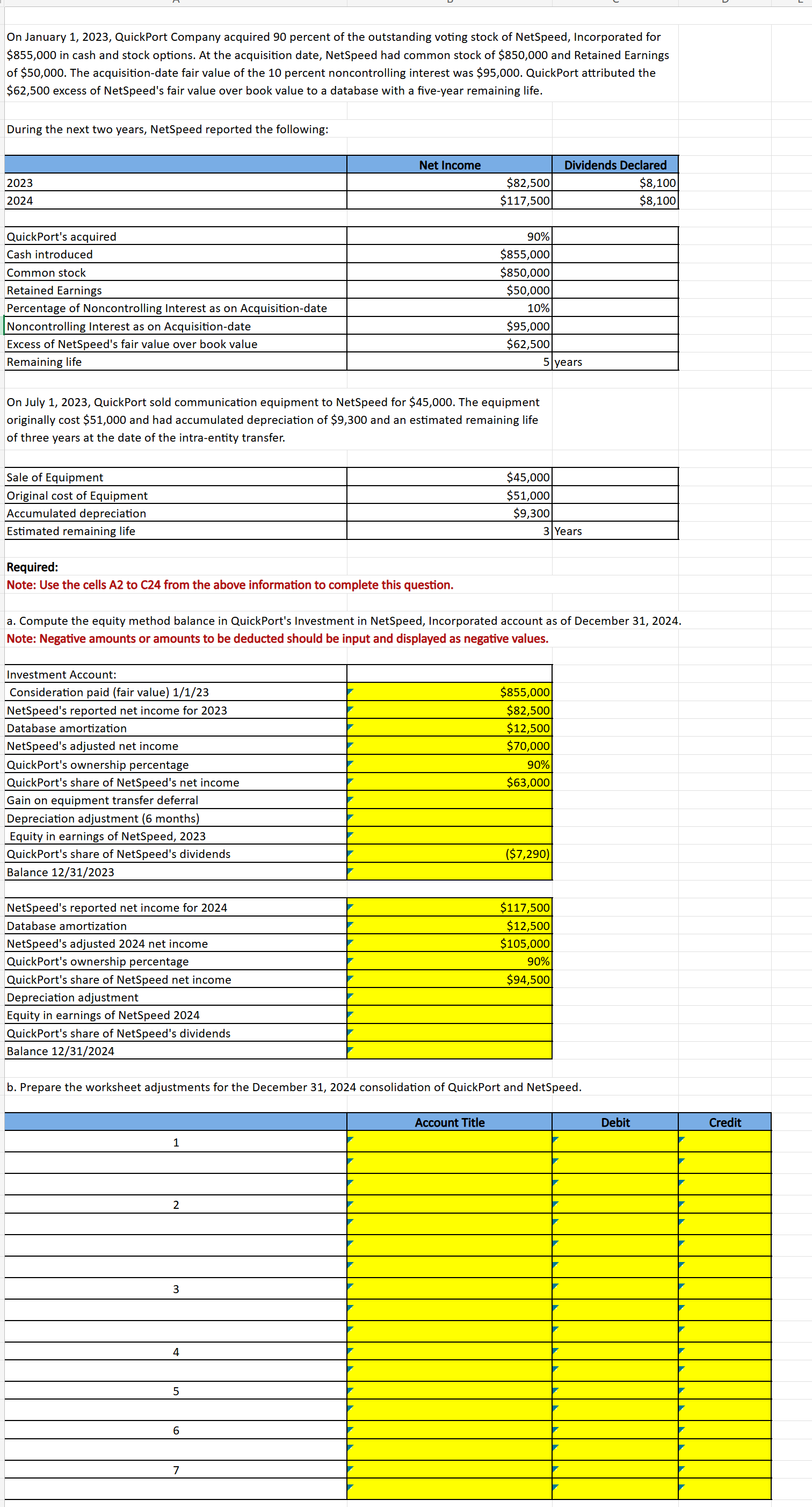 Solved On January 1, 2023, ﻿QuickPort Company acquired 90 | Chegg.com