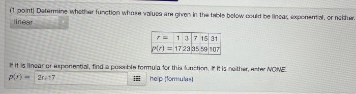 Solved (1 point) Determine whether function whose values are | Chegg.com