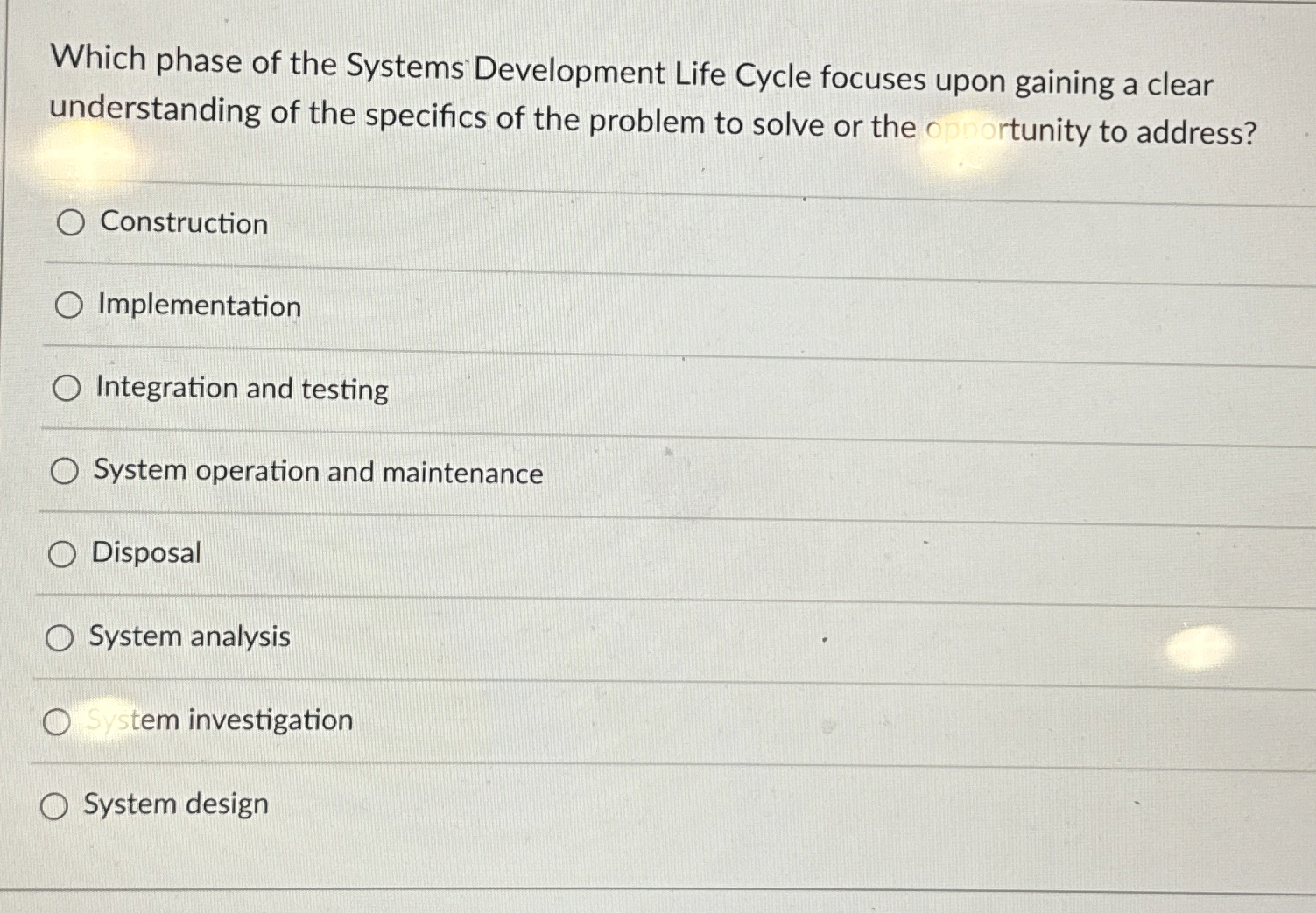 Solved Which phase of the Systems Development Life Cycle | Chegg.com