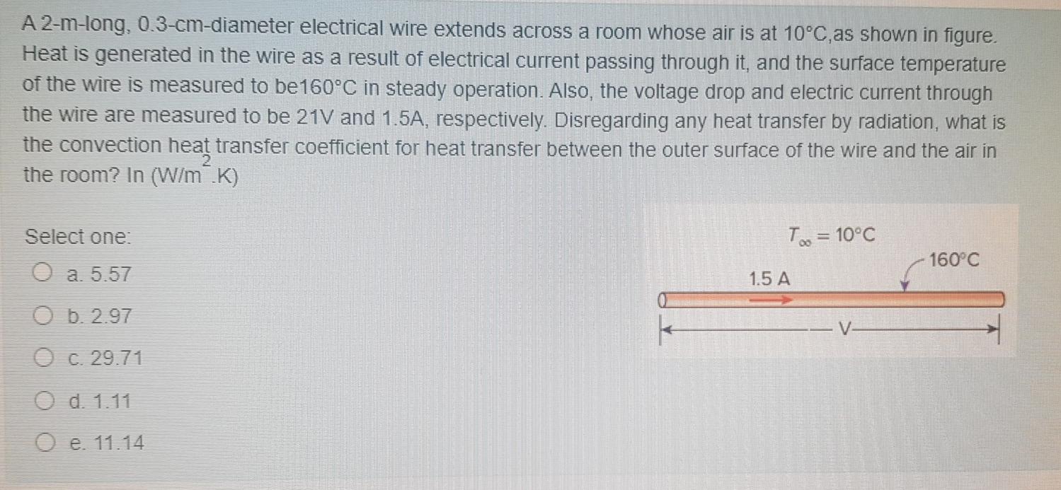 Solved A 2-m-long. 0.3-cm-diameter electrical wire extends | Chegg.com