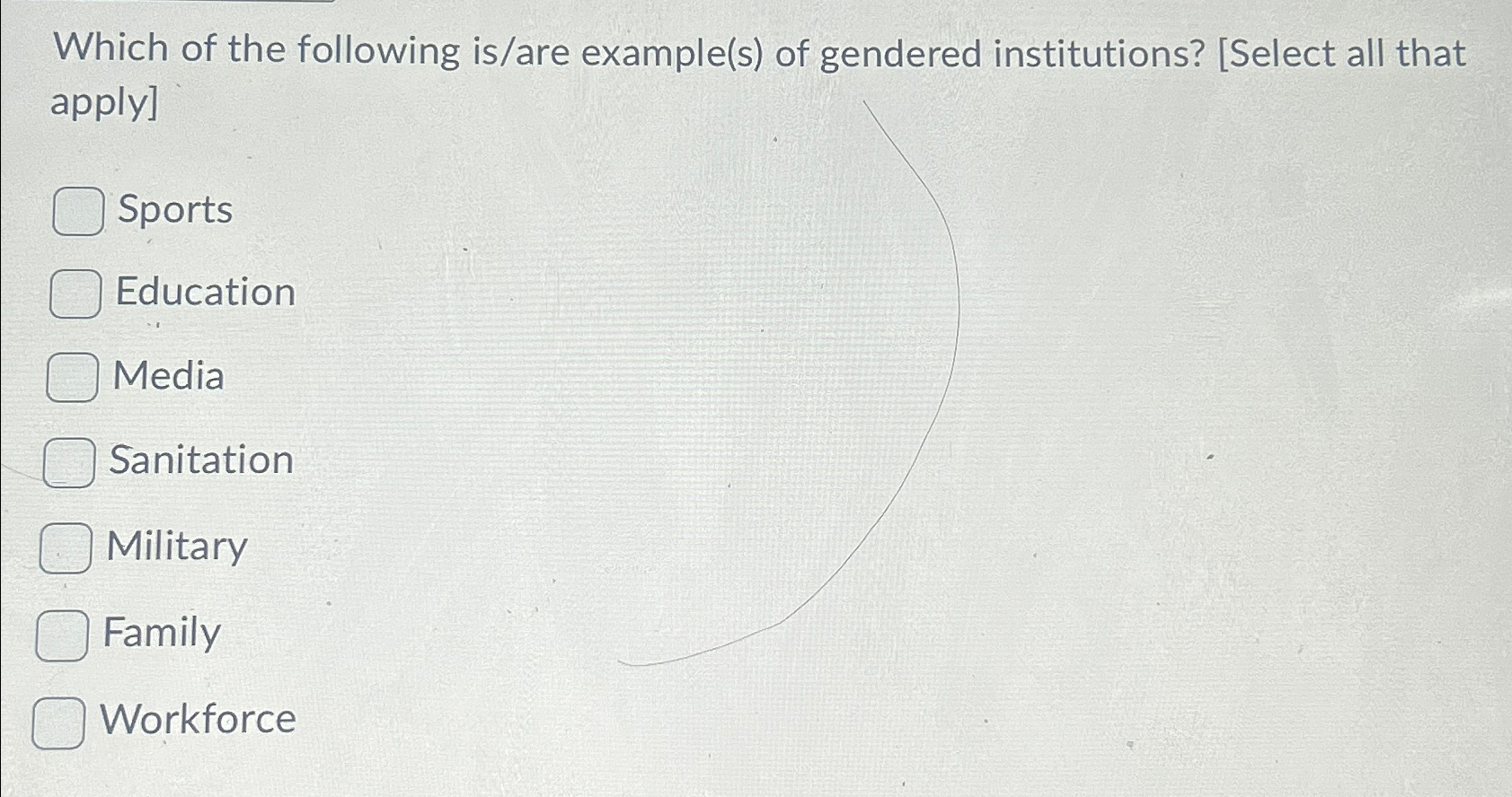 Solved Which of the following is/are example(s) ﻿of gendered | Chegg.com