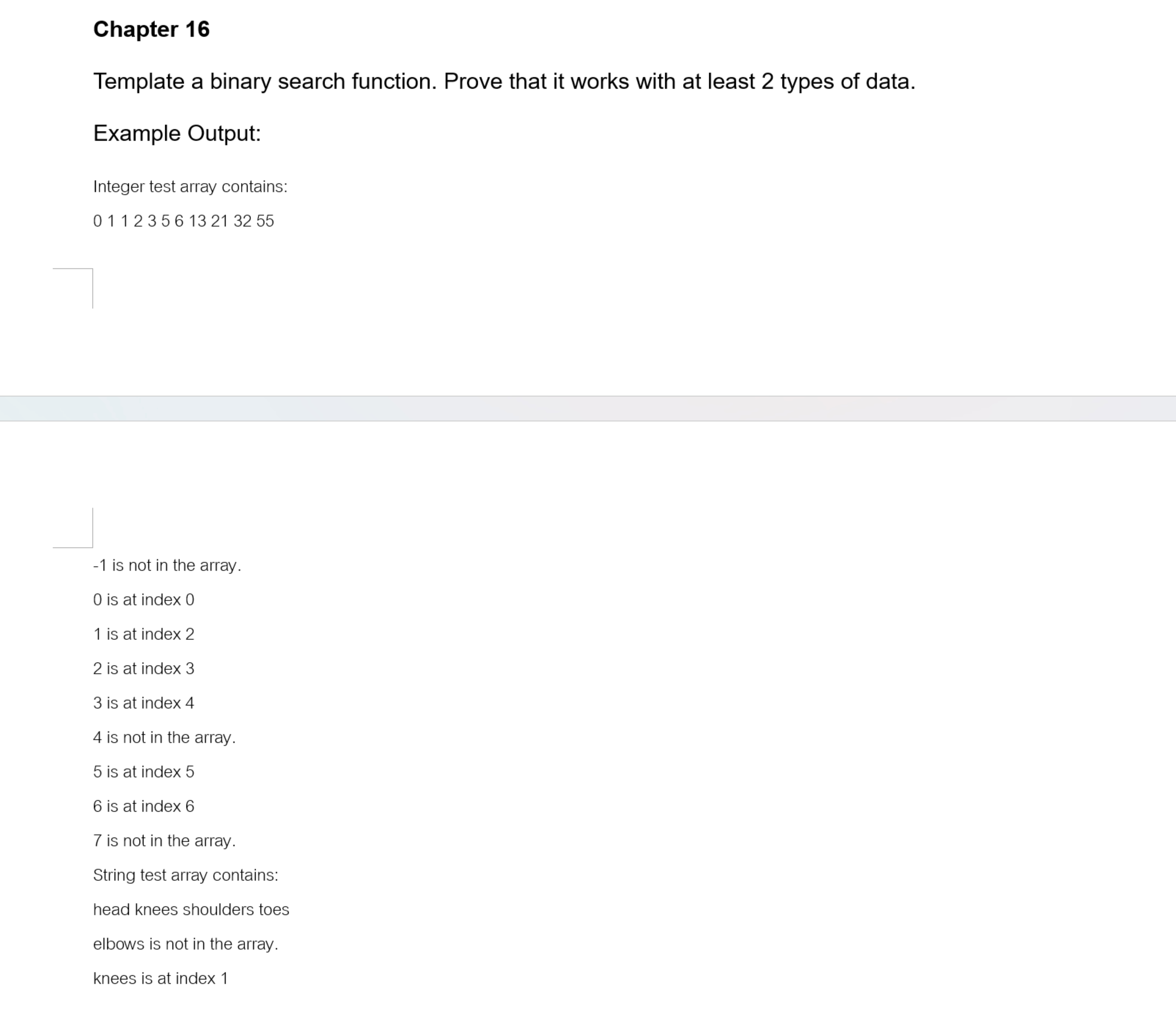 Solved Chapter 16In C++ ﻿Chapter 16Template a binary search | Chegg.com