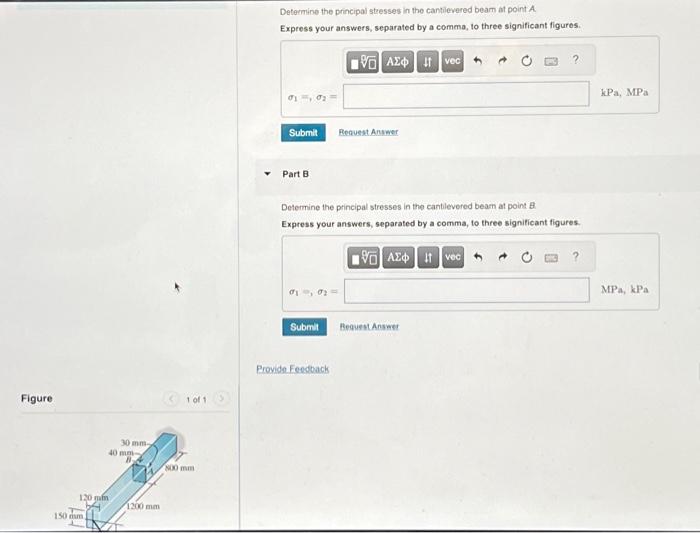 Solved Determine the principal stresses in the cantilevered | Chegg.com