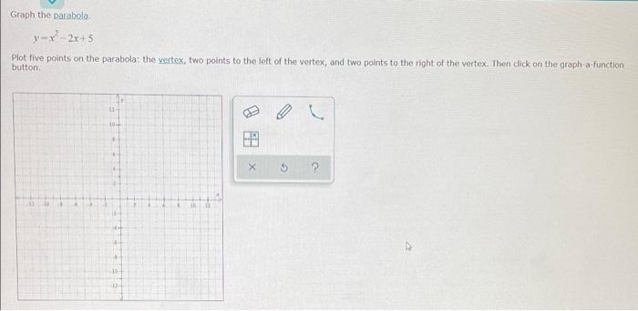 Solved plot five points on the parabola: the vertex, two | Chegg.com
