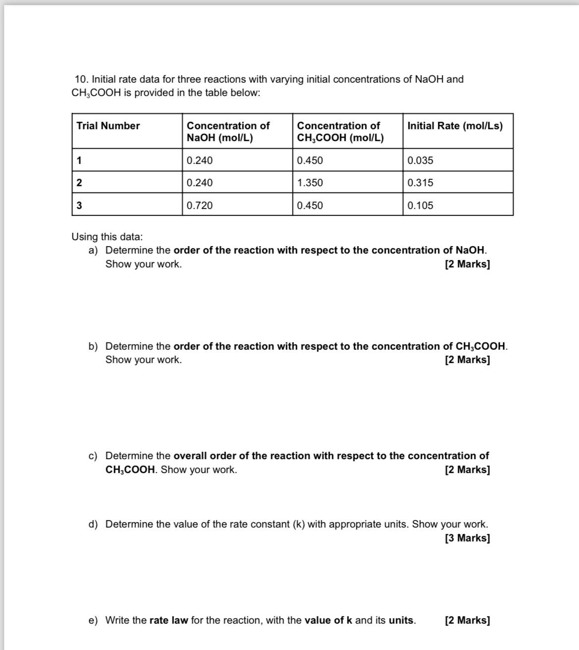 Solved Initial rate data for three reactions with varying | Chegg.com Solved Initial rate data for three reactions with varying | Chegg.com