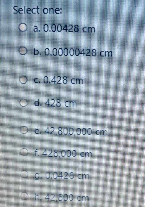 Solved Convert 42.8 pm to cm using dimensional analysis. | Chegg.com