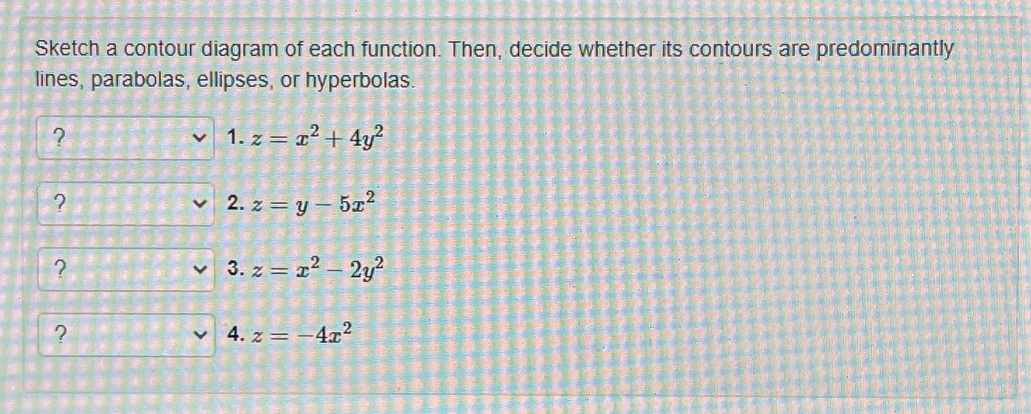 Solved Sketch a contour diagram of each function. Then, | Chegg.com