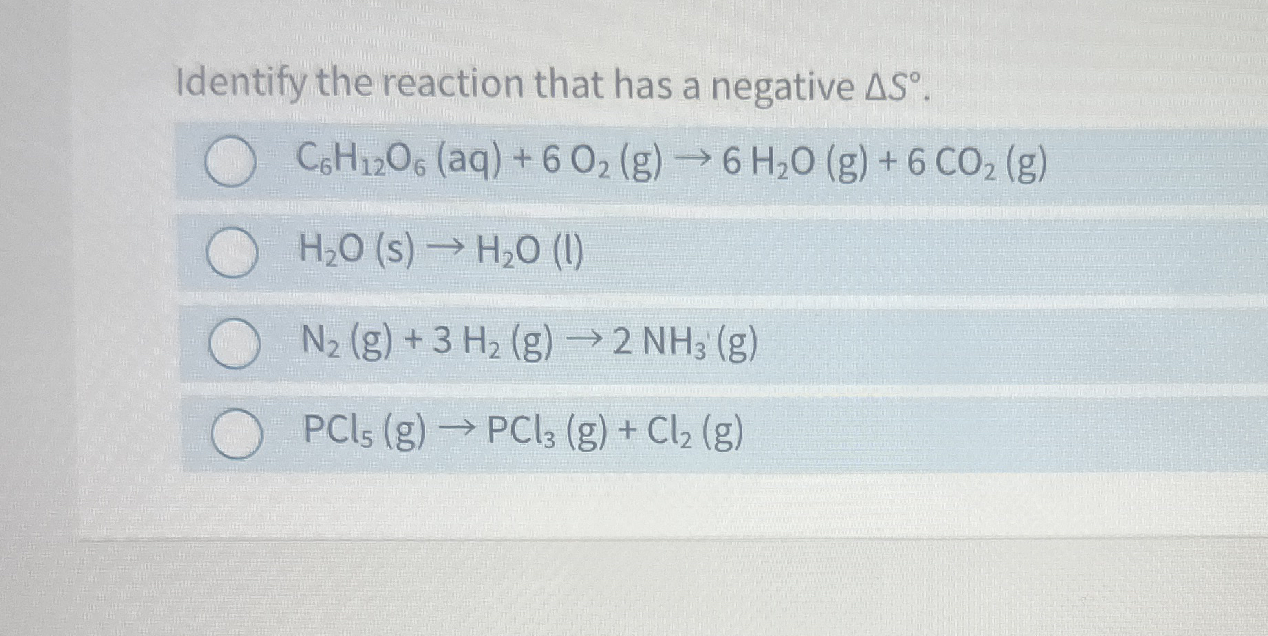 Solved Identify the reaction that has a negative | Chegg.com