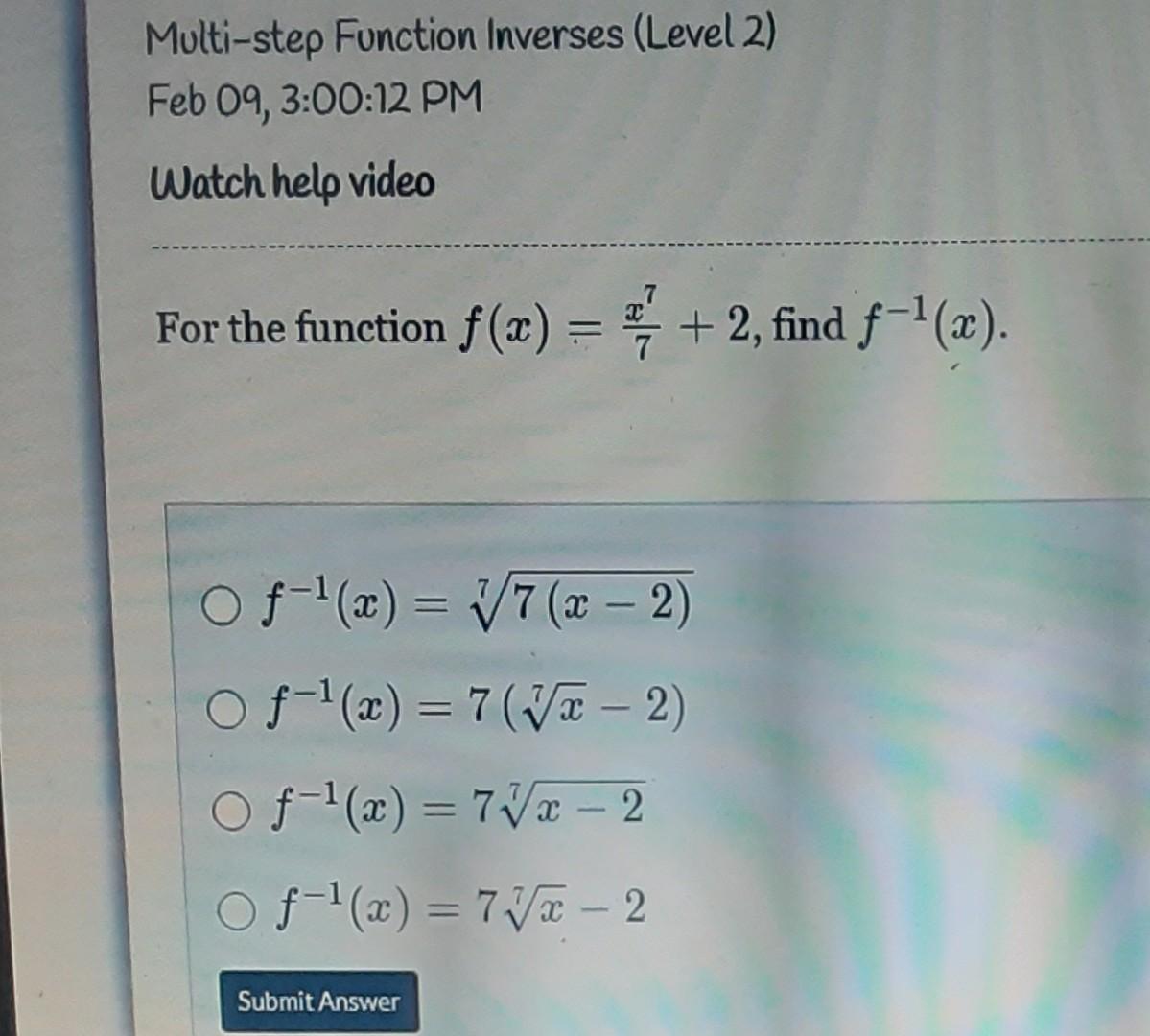 Solved Multi-step Fonction Inverses (Level 2) Feb 09, | Chegg.com