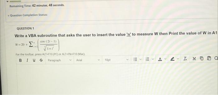 Solved Question 1 Write A Vba Subroutine That Asks The User 