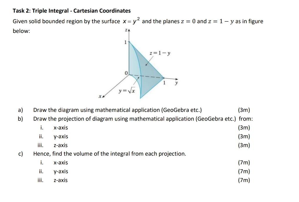 Solved Task 2: Triple Integral - Cartesian Coordinates Given | Chegg.com