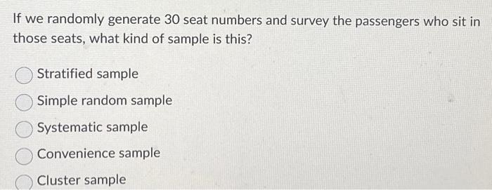 Solved We need to survey a random sample of size n=30 from | Chegg.com