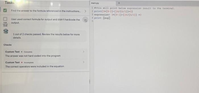 Missing one part : " the correct operators were | Chegg.com