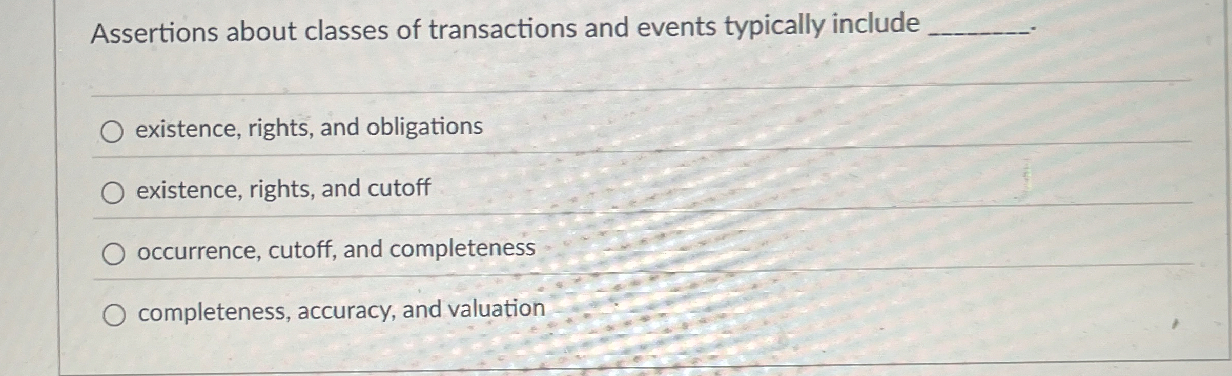 Solved Assertions about classes of transactions and events | Chegg.com