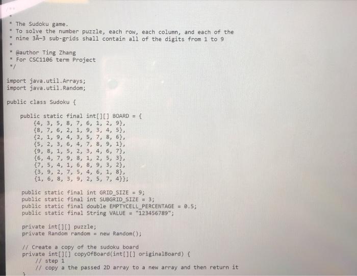 Solved * The Sudoku game. • To solve the number puzzle, each | Chegg.com